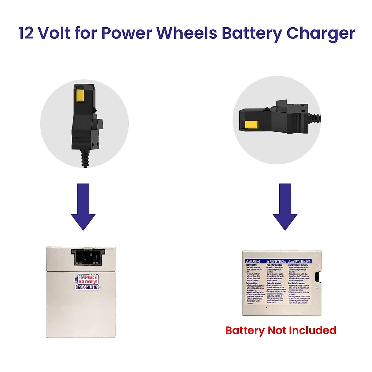 XXSZHY 12 Volt Battery Charger for All Power Wheels 12-Volt Ride-on Toys, for Fisher-Price Using The Orange Top Battery or The Gray Battery