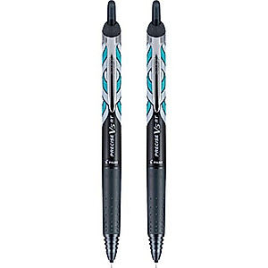 PILOT Precise V5 RT Deco Collection Refillable & Retractable Liquid Ink Rolling Ball Pens, Extra Fine Point (0.5mm) Black Ink, 2-Pack (41972)