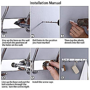 COCIVIVRE Coat Rack Wall Mounted No Drill 5 Hanging Hook Heavy Duty 304 Stainless Steel Hook Rack Brushed Finish Waterproof for Bedroom, Bathroom,Entryway Storage Set of 2 (15in)