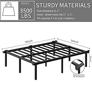 HAAGEEP 20 Inch Tall Platform Bed Frame Full Size Metal Bedframe No Box Spring Needed Heavy Duty Mattress Frames High