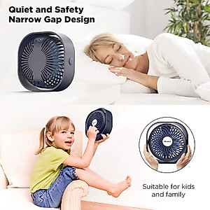 Mini USB Desk Fan Battery Operated, Duoai 2500mAh Desktop Rechargeable Small Quiet Personal Fans Portable with 360°Rotation 3 Speeds for Office Home Library Dorm Bedroom Car Outdoor Travel, Blue