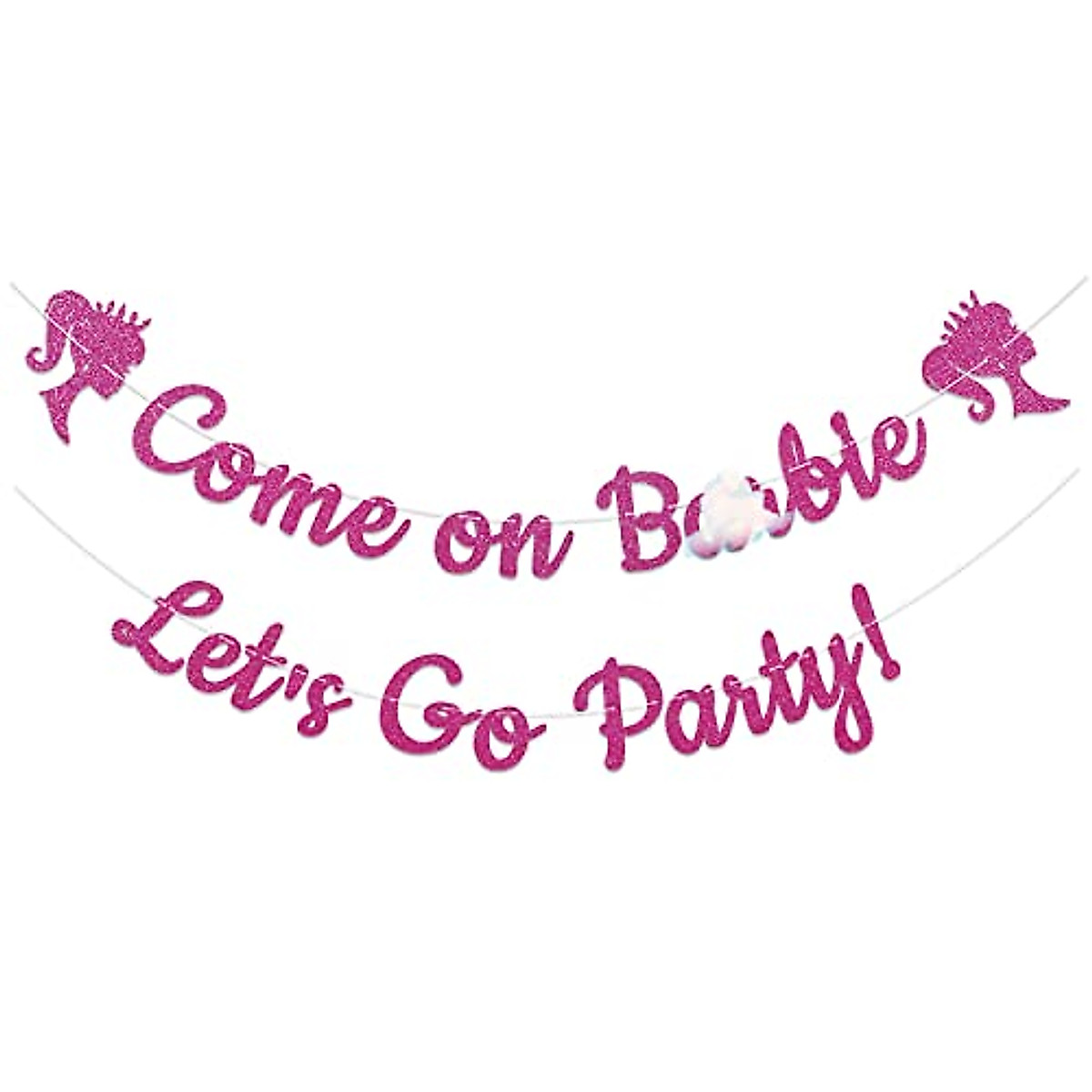 Come on Ba*bie, Let's Go Party Banner, Ba*bie Bachelorette Party Decorations, Bar*bie Themed Bachelorette Party Decorations Hot Pink Glitter
