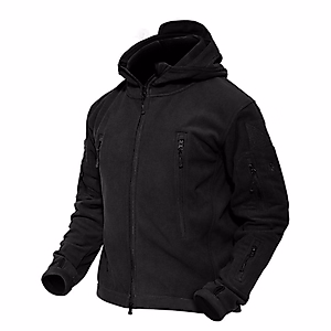 MAGCOMSEN Hoodies for Men Fleece Lined Tactical Jackets Mens Fleece Jackets Work Jacket Mens Jacket Outdoor Black XL