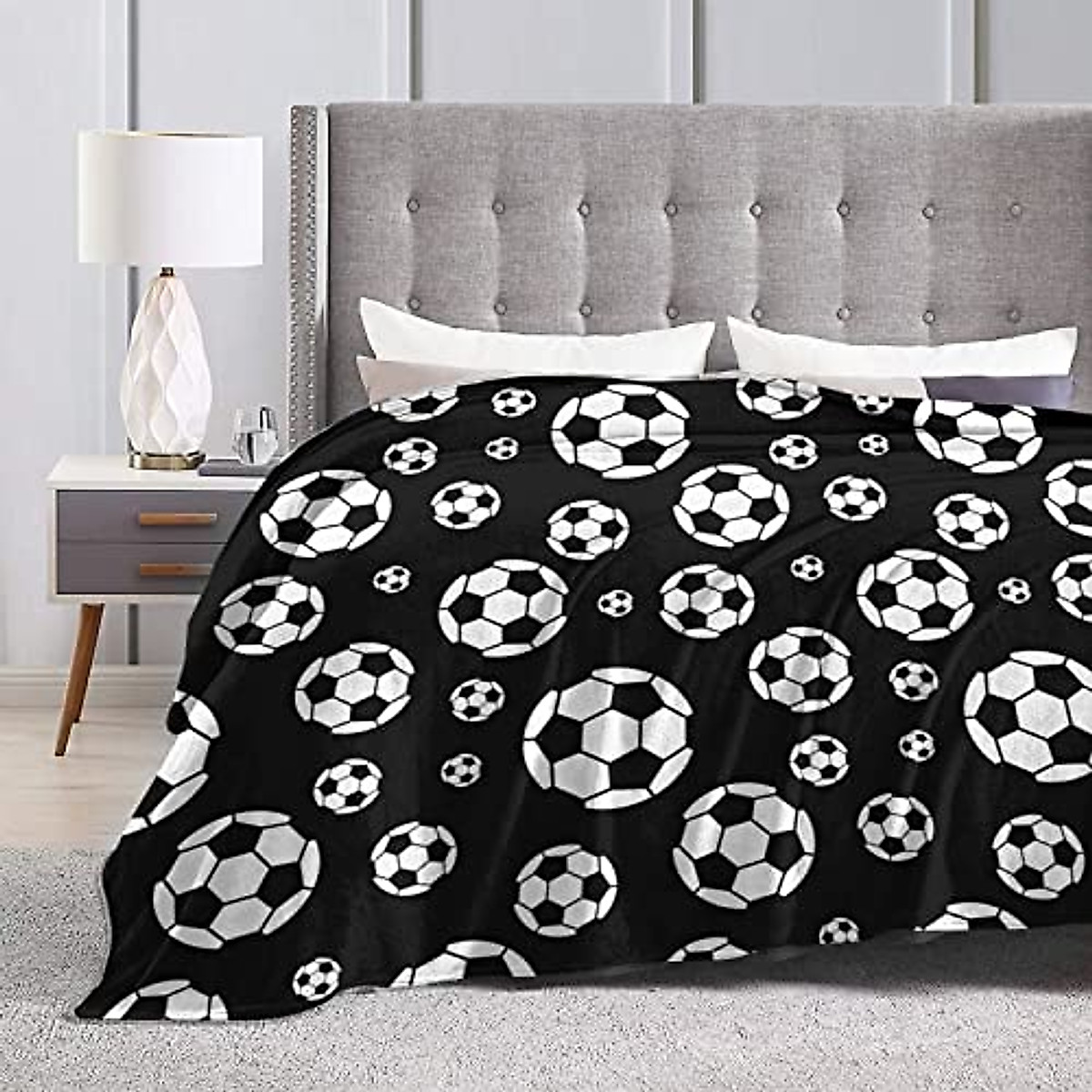 Ujalxwe Soccer Blanket,Soft Warm Lightweight Sofa Bed Throws Blanket All Season for Kids Adults Women Football Gift