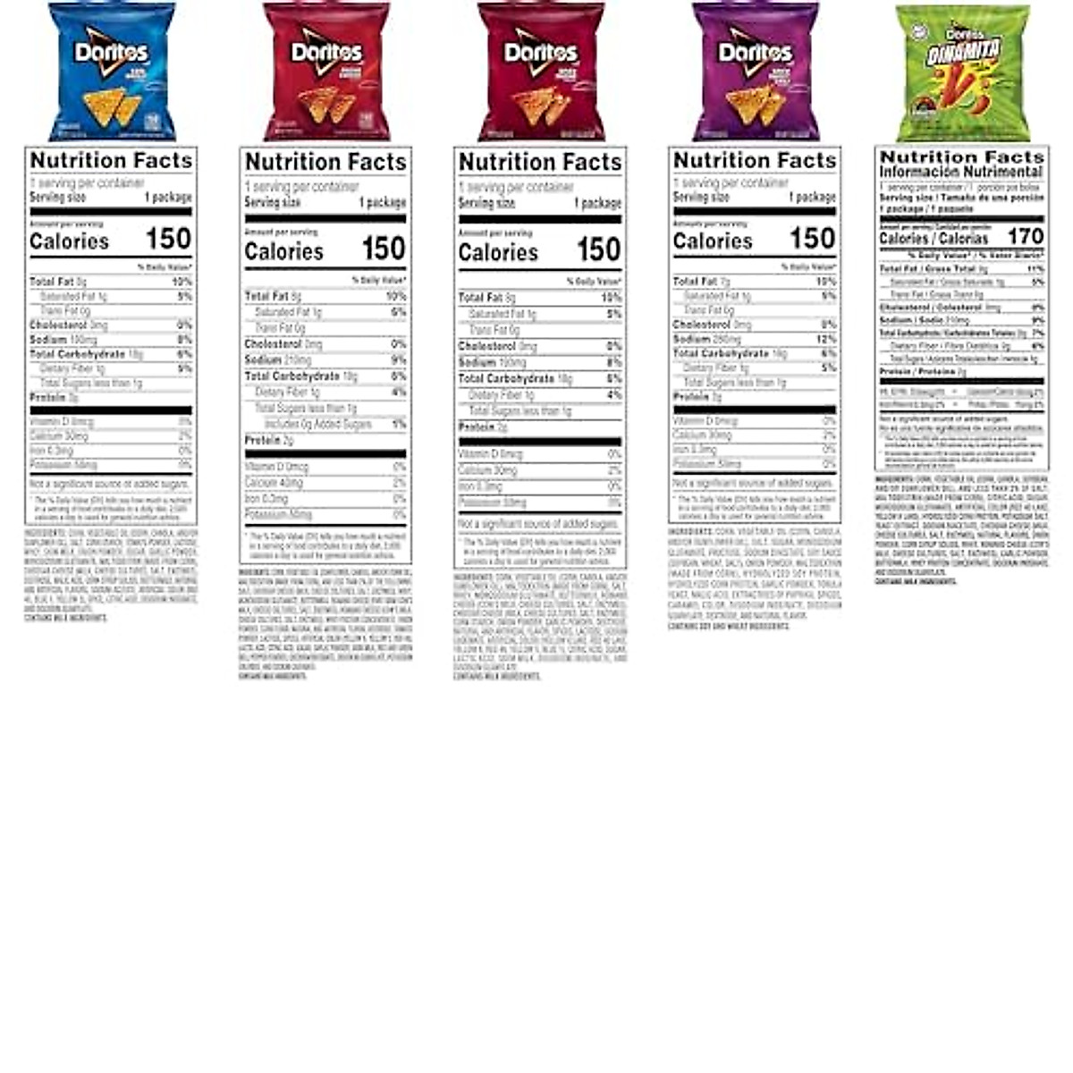Doritos Flavored Tortilla Chips, Variety Pack, (Pack of 40)