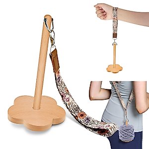 Portable Wrist Yarn Holder, Lightweight Yarn Holder with Crossbody Strap, Beech Wrist Yarn Spinner, Travel Wrist Hanging Yarn Cake Dispenser, Gift for Crocheter Crafters