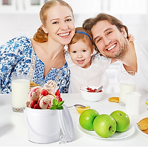 Uiifan 10 Pieces 0.5 Gallon 2 L Ice Cream Buckets with Lids Containers for Homemade Ice Cream Tub Round Plastic Bucket with Handle Food Storage Containers, Freezer, Dishwasher and Microwave Safe