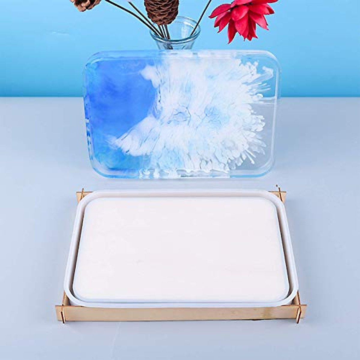 World Backyard Silicone Tray Mold,Rectangle Rolling Resin Tray Molds,Large Rolling Tray Molds for Epoxy Resin,Serving Tray Resin Molds with Edges,Resin Casting,DIY Jewelry Holder,Home Decoration…