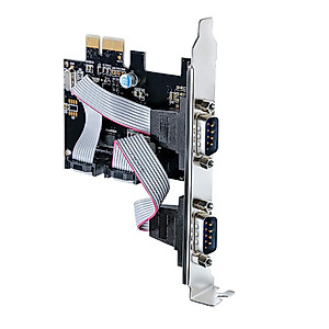 DTECH 2 Port PCI-E Serial Card RS232 PCI Express Adapter COM Port Expansion for Desktop Computer PC Windows 10 8 7 XP Vista Linux Mac with 16C550 UART