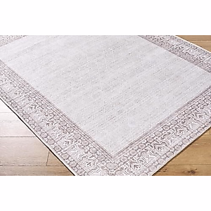 Livabliss x Our PNW Home Rainier Cottage Border Washable Area Rug, 2'7" x 10', Brown/Cream