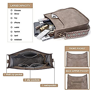 HKCLUF Crossbody Bag for Women,Vegan Leather Hobo Handbags Women Fashion Shoulder Bags Cross-body Bucket Purse with 2PCS Adjustable Guitar Strap(Apricot Pink)