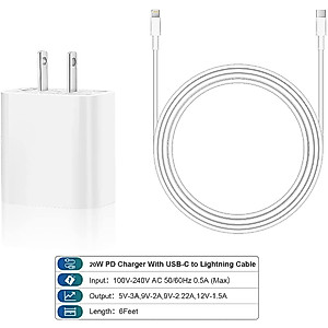 2 Pack [Apple MFi Certified ] 20W USB C Wall Chargers 6FT Cables Compatible with iPhone 14/14 Pro/14 Pro Max/14 Plus/13/13Pro/12/12 Pro/11/11Pro,iPad, Fast Charging