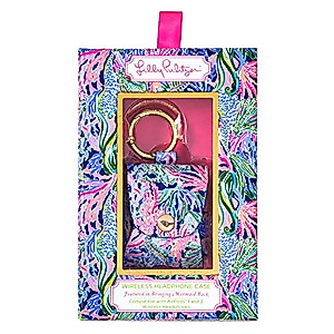 Lilly Pulitzer Lilly Pulitzer Leatherette AirPods Holder, Cute Keychain Case with Access to Charging Port, Bringing Mermaid Back Bringing Mermaid Back One Size