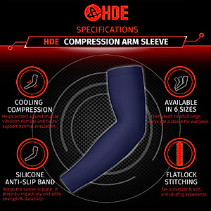 HDE Arm Compression Sleeves for Kids Basketball Shooting Sleeve - Youth Sports Football Baseball Softball Navy Blue - YS