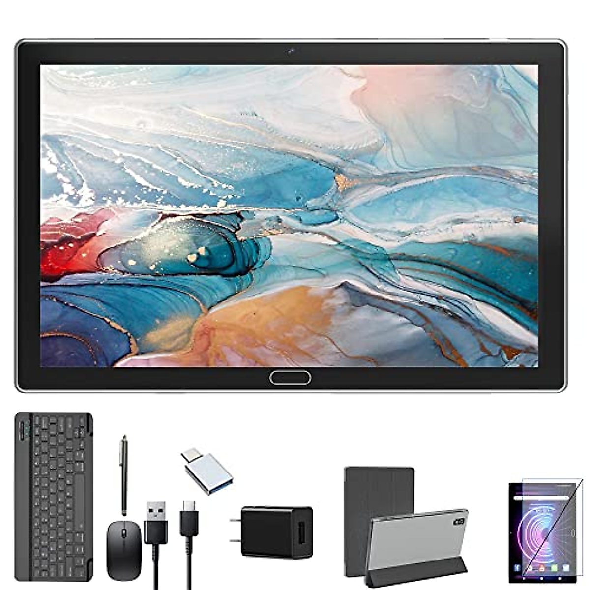 Android 11.0 Tablet 10 in,2 in 1 Tablet PC,4GB RAM 64GB ROM 256GB Expandable,Wi-Fi, Octa-Core Processor Google Certified Tablet with Keyboard 13 MP Camera 4G Cellular Dual Sim Tablet