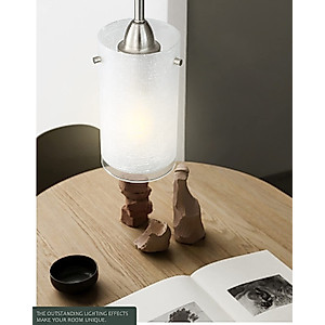 Eietonte 1-Light Mini Pendant Light Fixtures, Modern Chandelier Hanging Ceiling Light with White Frosted Shade, Brushed Nickel Pendant Lighting for Kitchen Bedroom Hallway, Adjustable Height, 3 Pack