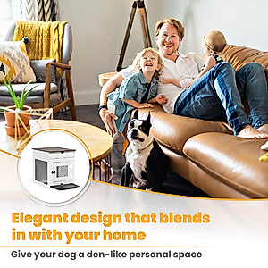 DYTREND Dog Kennel Furniture Wooden Furniture-Style Dog Crate End Table with Drawer | Dog cage for Small Dogs Indoor | White Dog Cage | Chew-Resistant Design