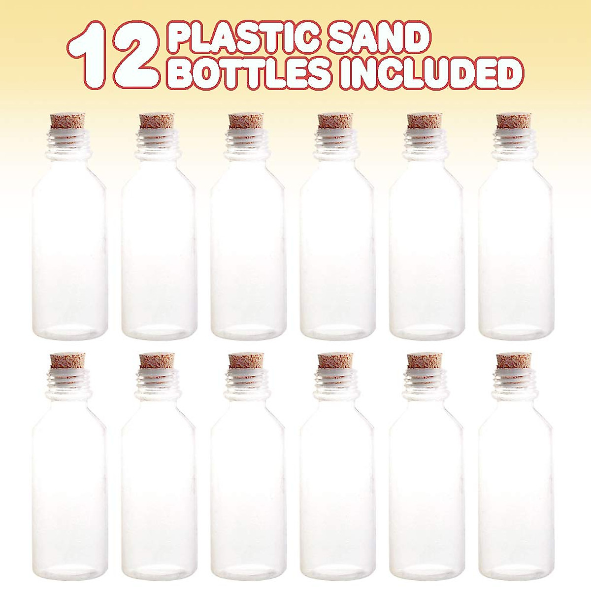 ArtCreativity Plastic Sand Art Bottles with Corks - Pack of 12-2oz Clear Containers for Sand Art, Message in a Bottle, Wedding Invitations, Fun Arts and Crafts Supplies for Kids - Sand not Included…