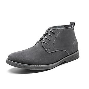 Bruno Marc Men's Chukka Grey Suede Leather Chukka Desert Oxford Ankle Boots Size 7.5 M US
