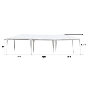 10x30 Feet Heavy Duty Canopy Tent - 8 Sides 2 Doors Waterproof Gazebos, Instant Shelter Beach Canopy for Wedding Camping Birthday Party (White)