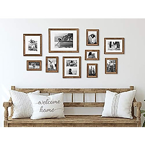 Kate and Laurel Bordeaux Gallery Wall Frame Kit, Set of 10 with Assorted Size Frames in Natural Rustic Finish