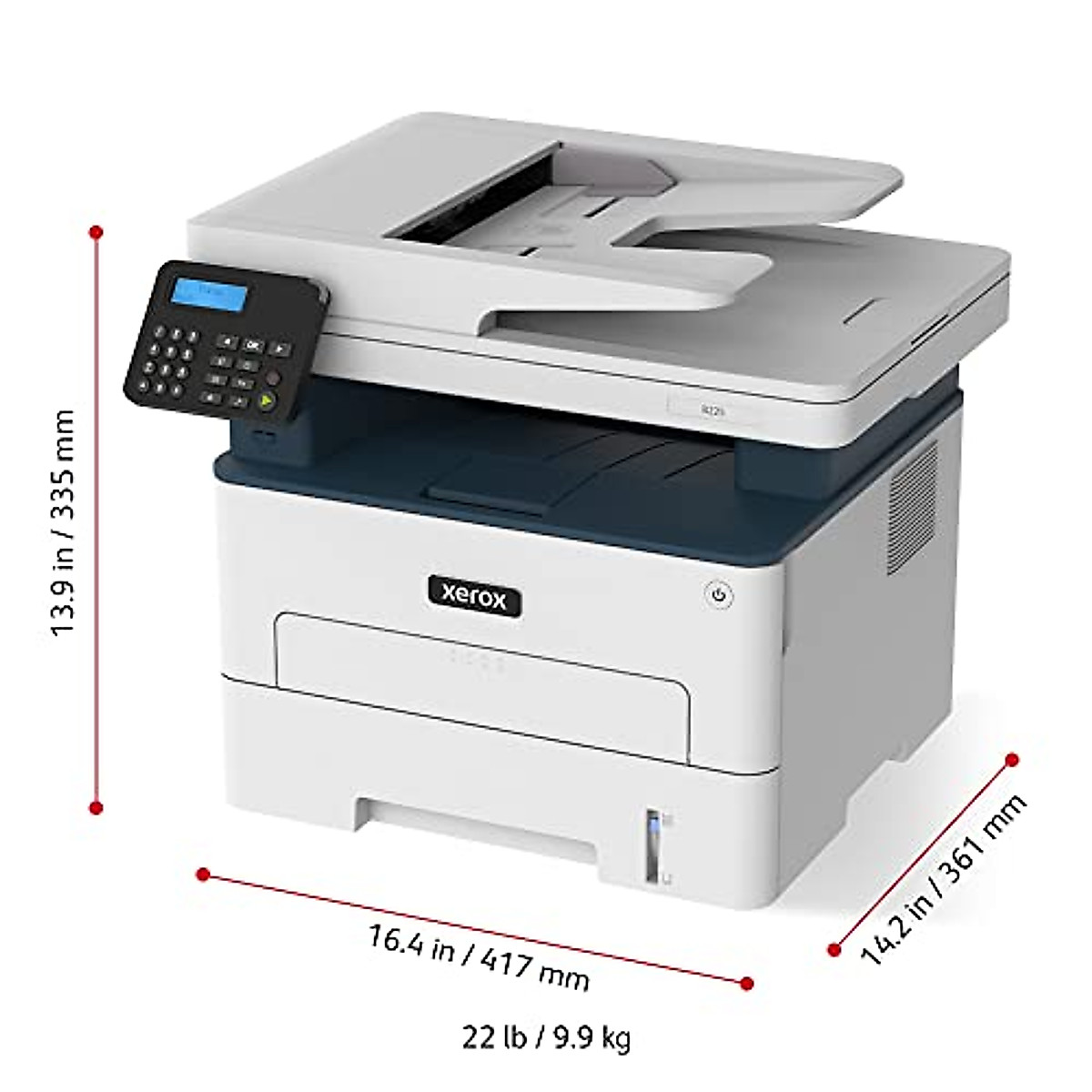 Xerox B225/DNI Multifunction Printer, Print/Scan/Copy, Black and White Laser, Wireless, All in One