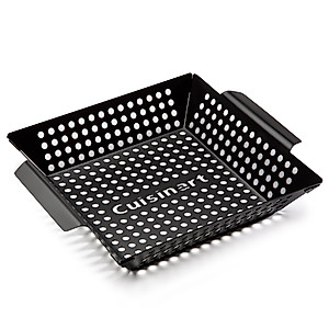 Cuisinart CNW-328 Non Stick 11-Inch, 11 x 11, Grill Wok, 11" x 11" & CCB-5014 BBQ Grill Cleaning Brush and Scraper, 16.5", Stainless Steel, 16. 5"