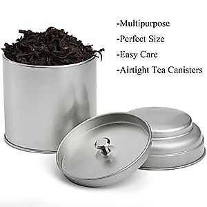 Lawei 6 Pack Tea Tins Canister with Airtight Double Lids, 8 OZ Round Tin Can Box, Small Kitchen Canisters Containers for Storage Tea, Coffee, Sugar, Loose Leaf, Candy, Herbs and Spices, Silver