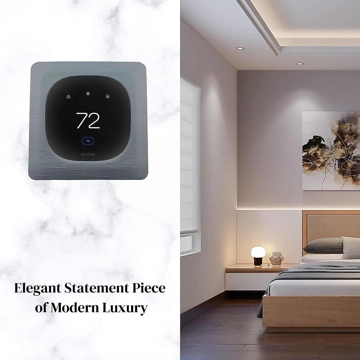 Harbor Gray Square Wall Plate for Ecobee Smart Thermostat Enhanced and Premium Cover Trim Backplate