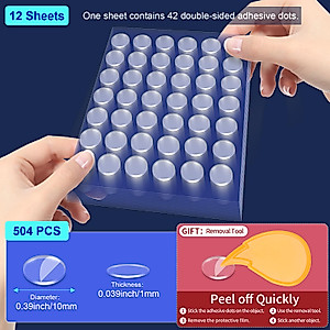 PHIXBEAR 504 Pcs Clear Removable Adhesive Dots, Glue Point Dots for Crafts Balloons Poster, Double Sided Sticky Round Dots (0.39 Inch)