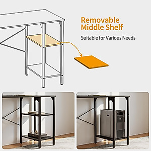 BANTI Small Computer Desk with Drawers, 35 Inch Home Office Desk with 2Storage Shelves on Left or Right Side, Study Writing Desk with Storage Bag, Black