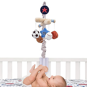 Lambs & Ivy Baby Sports Musical Baby Crib Mobile Soother Toy - Gray