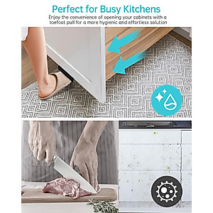 Cabinet Foot Pull for Trash Drawer - Foot Pull for Trash Cabinet Drawer - Hands-Free Design for Full Overlay Cabinet Doors - Durable Carbon Steel with EVA Padding