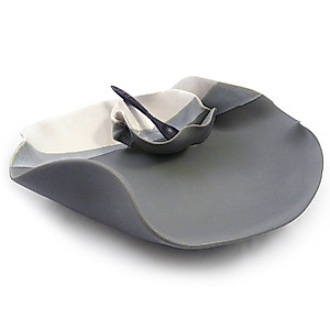 Contemporary Twist Chip and Dip Tray Dish in Grey White, Handmade Pottery