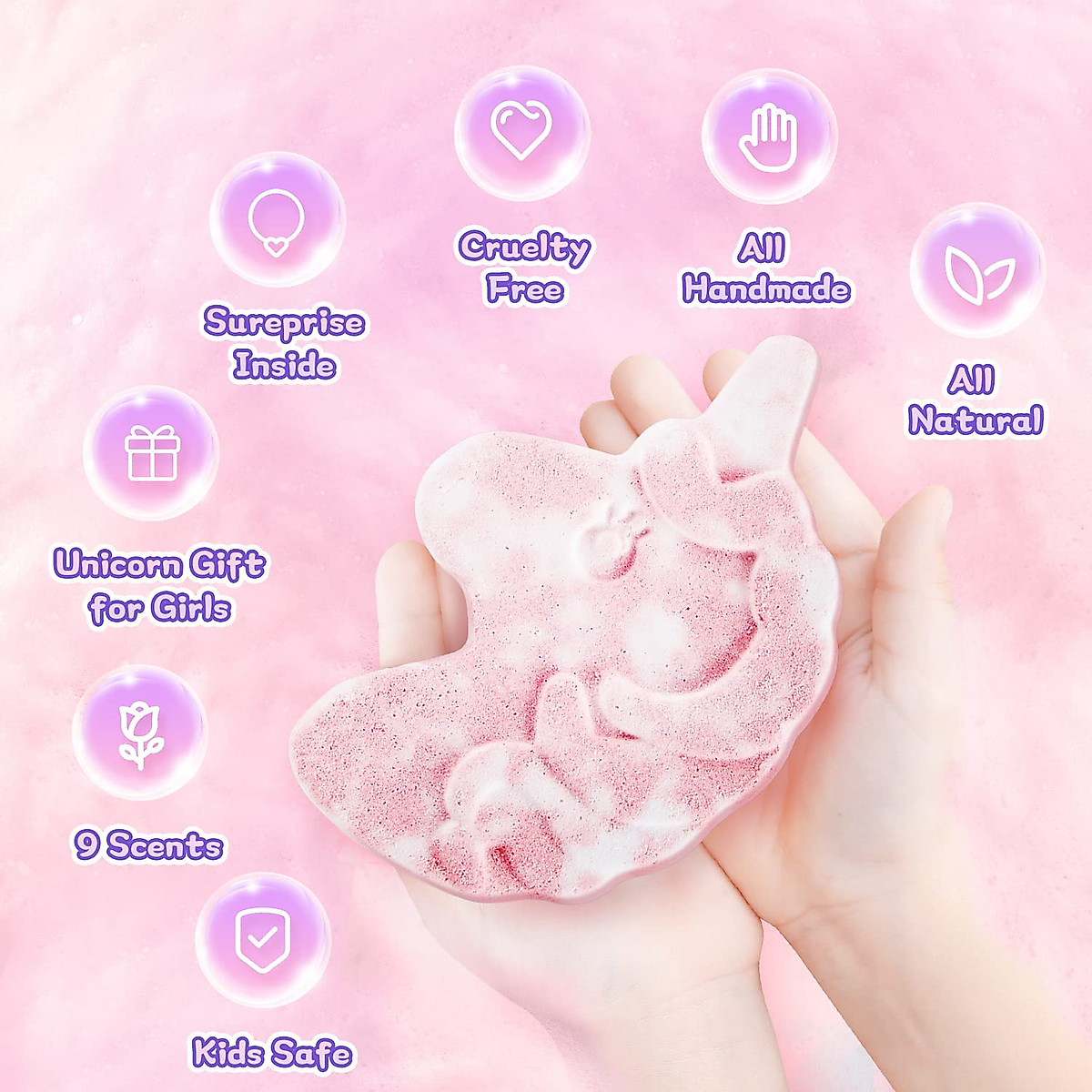 Kids Bath Bombs with Surprise Inside, 9PCS Organic Bath Bombs for Kids Bath Bombs with Toys Inside, Unicorn Bath Bombs for Girls Bath Bombs with Surprise Inside,XMAS Kids Bath Bombs for Kids Bathbombs