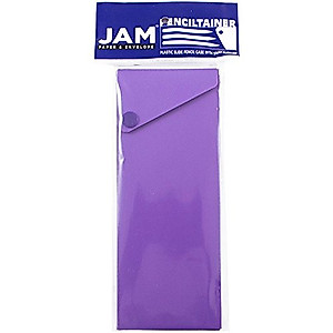 JAM PAPER Plastic Pencil Cases - Sliding Pencil Case Box with Button Snap - Purple - Sold Individually
