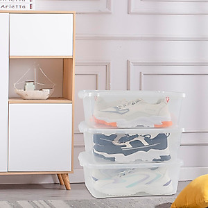 CadineUS 14 Quart Clear Latching Box, Plastic Storage Container Bins with Lids Set of 4