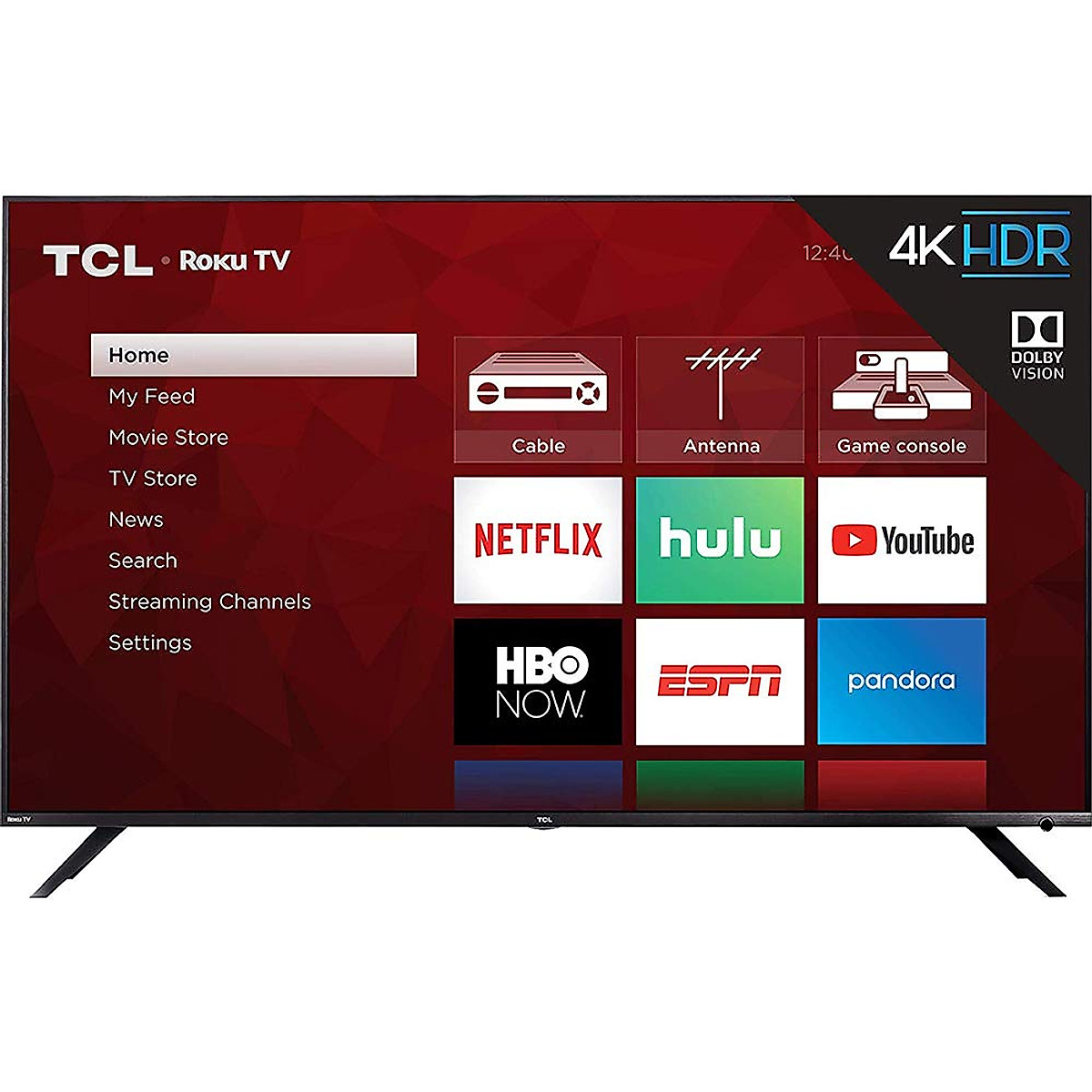 TCL 75R617 75-inch 6-Series 4K UHD Dolby Vision HDR Roku Smart TV Bundle with 37-70-inch Low Profile Wall Mount Kit, Deco Gear Wireless Keyboard and 6-Outlet Surge Adapter with Night Light