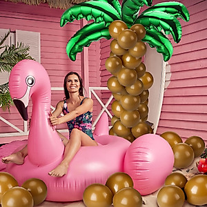 100 Pcs Palm Tree Leaves Balloons Coconut Balloons Set 10 Pcs Foil Green Coconut Tree Leaves Balloon 90 Pcs Brown Latex Balloons for Hawaii Luau Tropical Party Birthday Baby Shower (Simple Color)