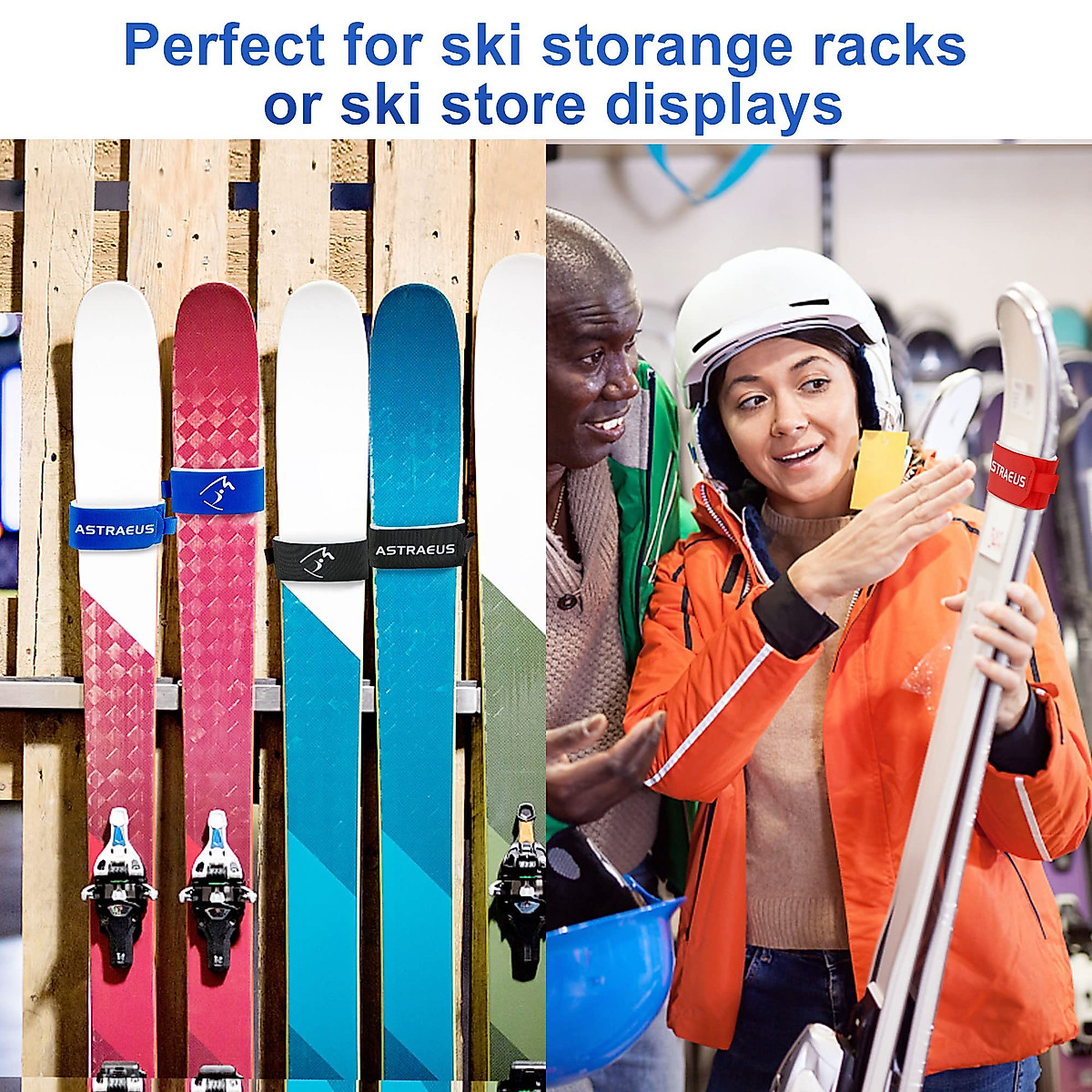 ASTRAEUS 6 pcs Ski Fastener Straps Adjustable Ski Wraps Ties (Orange)…