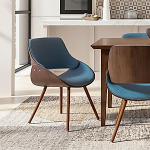 SIMPLIHOME Malden Dining Chair in Blue Linen Look Fabric, 22.8" W x 20.9" D x 30.9" H, Mid-Century Modern Wood Back Chair for Dining Room