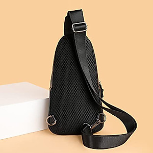 Mens Sling Bag Small Genuine Leather Chest Shoulder Bags Travel Crossbody Mini Casual Daypack Black