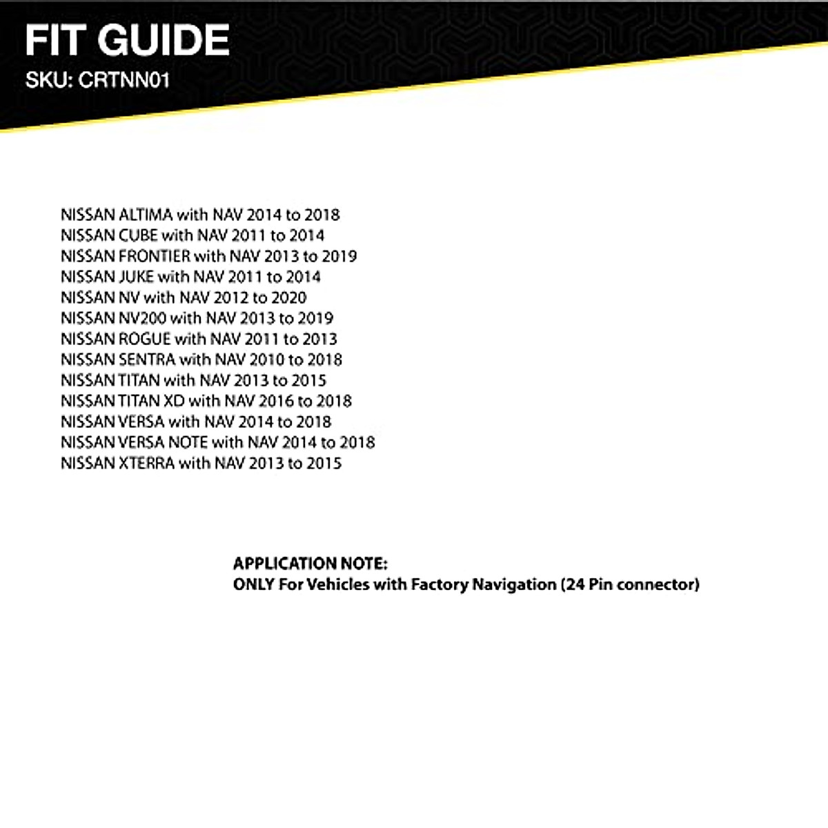 Scosche CRTNN01 Factory Camera Retention Harness Compatible with Select 2010-20 Nissan Navigation Equipped Vehicles