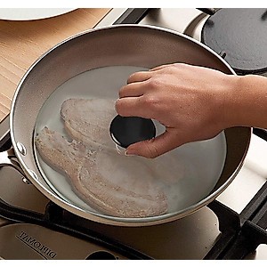 Home-X - Bacon and Eggs Cookware Set Includes Two Stainless Steel Egg Rings and Clear Tempered Glass Bacon Press