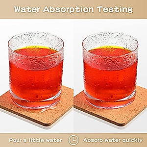 Square Cork Trivets 4 x 4 x 0.2 Inch Cork Coasters for Drinks Absorbent Cork Plant Coasters Pot Trivets Natural Bar Coasters Kitchen Pads Drink Coasters Set for Table Dishes Plate Plants (60 Pcs)