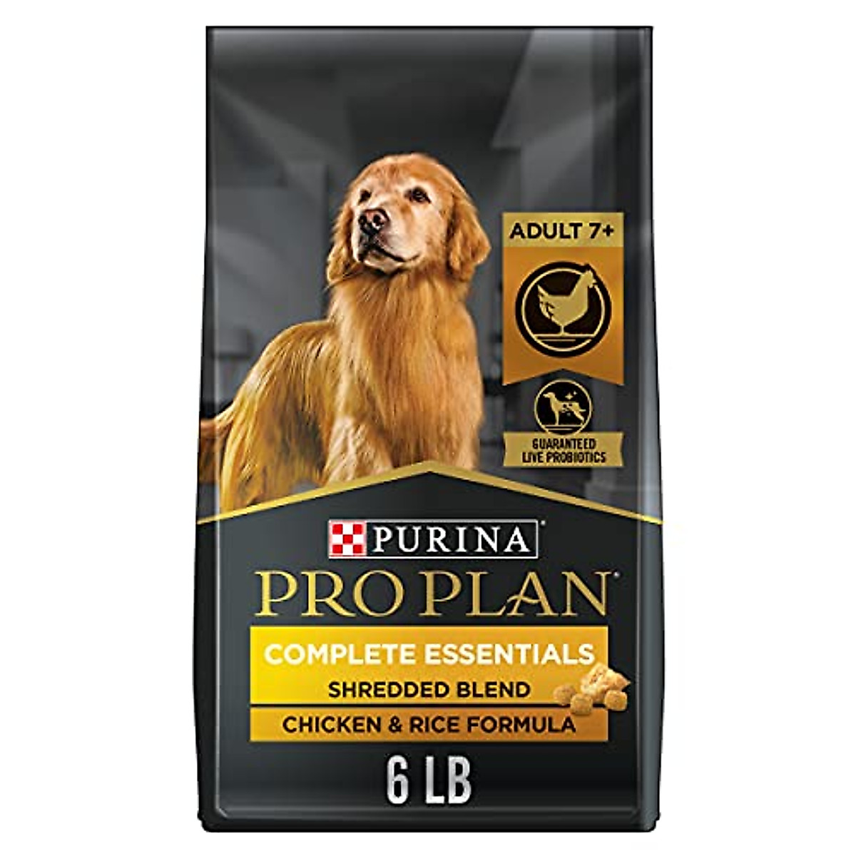 Purina Pro Plan Senior Dog Food With Probiotics for Dogs, Shredded Blend Chicken & Rice Formula - (5) 6 lb. Bags