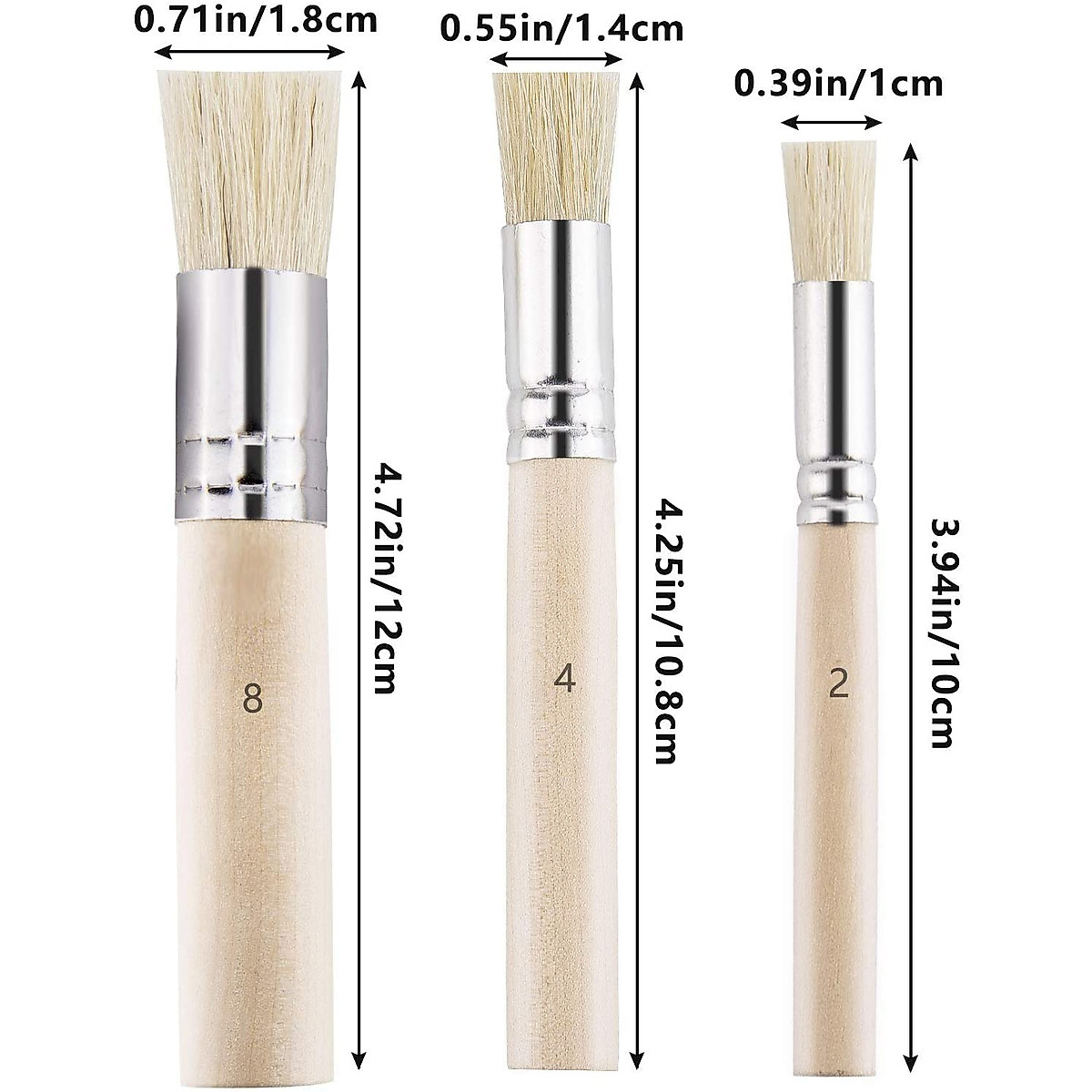 LUTER 6Pcs Wooden Stencil Brushes, Natural Bristle Stencil Brushes for Acrylic Painting, Oil Painting, Watercolor Painting, Card Making, DIY Art Crafts Project (3 Sizes)