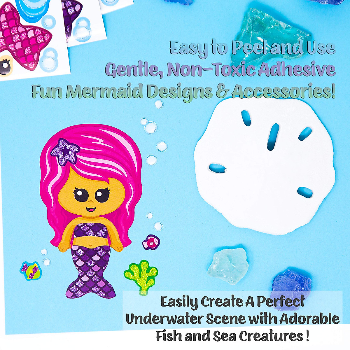 24 Make A Sea Sticker Sheets - Stickers of All Your Kids Favorite Sea Life - Fun Craft Project for Children - Perfect Birthday Party Favors for Mermaid & Under The Sea Themed Parties