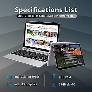 SAMSUNG Plus V2 2 in 1 360 12.2" FHD+ Touchscreen Chromebook Student, Intel Celeron 3965Y, 4GB RAM, 128GB Storage, Wi-Fi, Zoom Meeting, Dual Webcam, Stylus Pen, Wireless Mouse, Chrome OS, GM Accessory