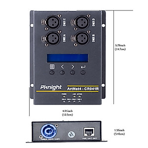 Pknight Bi-direction ArtNet DMX 2048 Ethernet Lighting Controller Interface，4 Universe/Truss Mountable/PoE CR041R